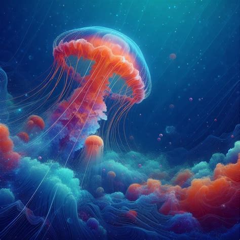 Premium Photo Vibrant Jellyfish Swimming Underwater Marine Life