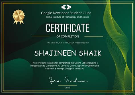 shaik shajineen on linkedin gdscssits genai