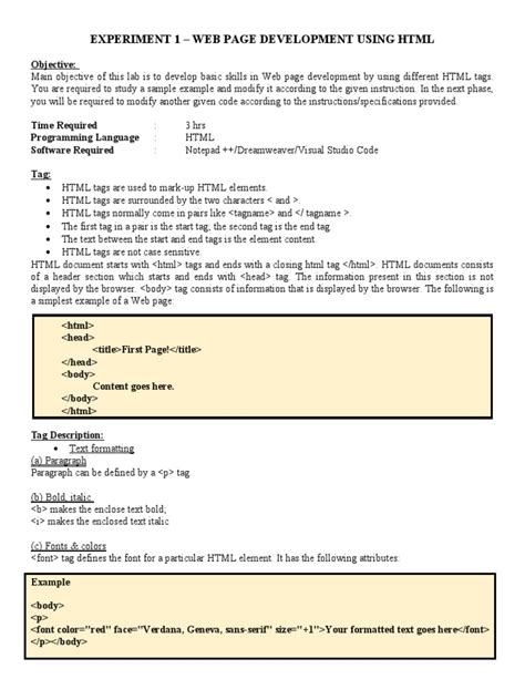 Web Experiment 1 Descargar Gratis Pdf Html Element Html
