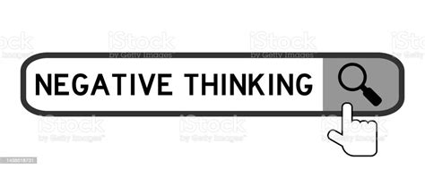 Search Banner In Word Negative Thinking With Hand Over Magnifier Icon