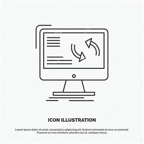 Synchronization Sync Information Data Computer Icon Line Vector