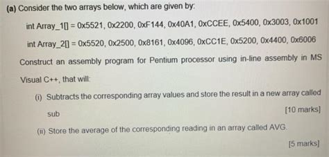 solved a consider the two arrays below which are given by