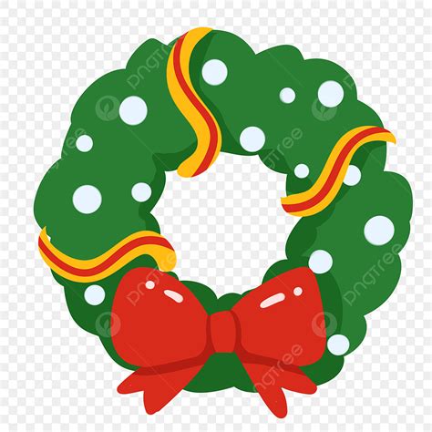 크리스마스 일러스트 아름다운 화환 빨간 활 레이터 노란 리본 녹색 화환 크리스마스 삽화 Png 일러스트 및 Psd 이미지