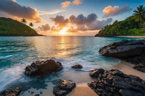 Beautiful Coastal Sunrise Landscape Scenery Fiji Island Nature
