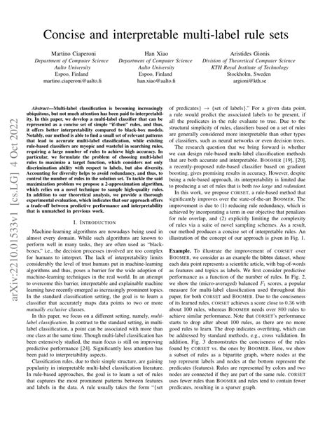 Pdf Concise And Interpretable Multi Label Rule Sets