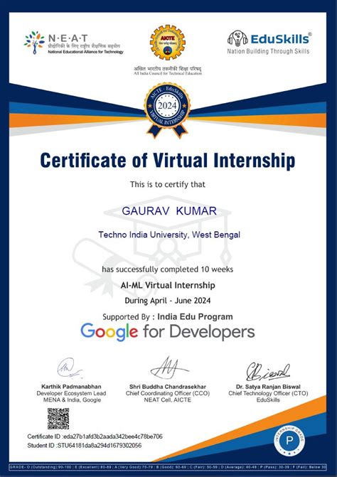 Gaurav Kumar On Linkedin Internship Ai Machinelearning Eduskills