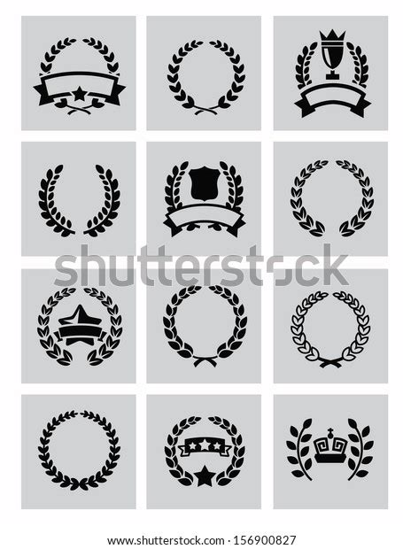 Vector Black Laurel Wreaths Icon Set Stock Vector Royalty Free