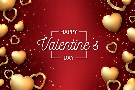 사랑 로맨스 심장 하트 황금 행복 로맨틱 엽서 2월 14일 발렌타인 데이 장식 Hd 배경 화면 Wallpaperbetter