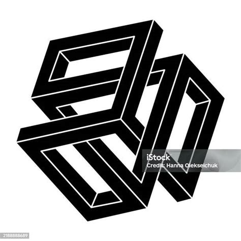 Impossible Object Optical Art Unreal Geometric Shape Optical Illusion Figure Stock Illustration