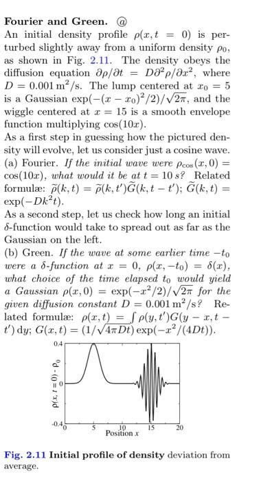 Solved An Initial Density Profile ρxt0 Is Perturbed