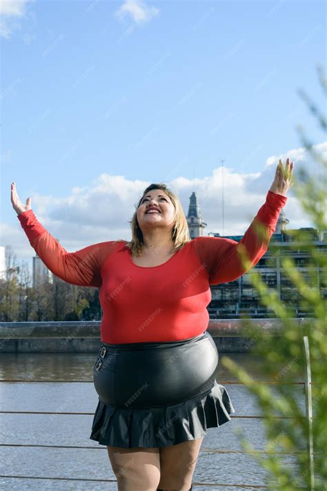 Premium Photo Vertical Portrait Of Grateful Happy Plus Size Latina