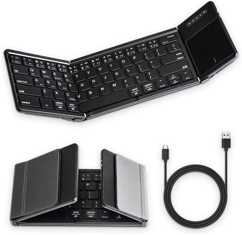 Followm Foldable Bluetooth Keyboard With Touchpad Wireless Folding Keyboard With Pu