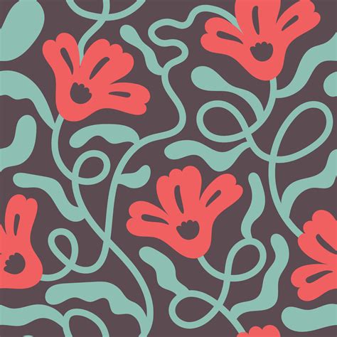 Flowers With Curvy Leaf Vintage Seamless Pattern 44229252 Vector Art At