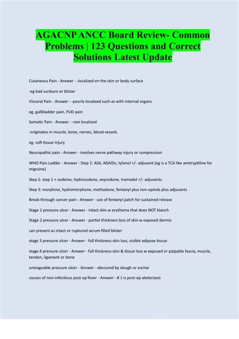 Agacnp Ancc Board Review Common Problems 123 Questions And Correct Solutions Latest Update