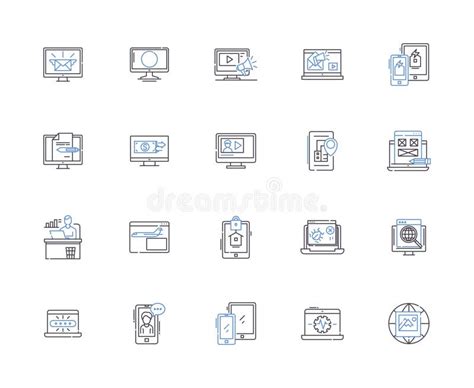 Internet Marketing Outline Icons Collection Search Optimization Ads Social Analytics Seo