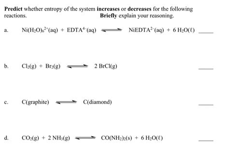solved predict whether entropy of the system increases or