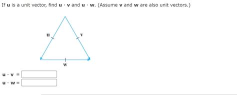 Solved If U Is A Unit Vector Find U · V And U · W Assume