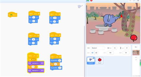Scratch3 0——助力新进程序员理解程序 案例一十一、大象吃苹果 腾讯云开发者社区 腾讯云