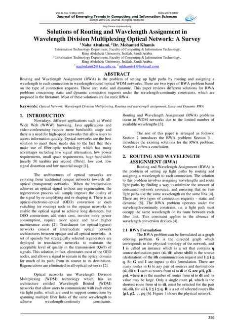 Pdf Solutions Of Routing And Wavelength Assignment In Wavelength Division Multiplexing Optical