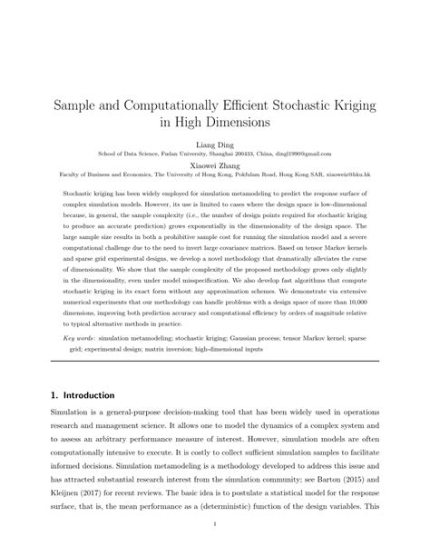 PDF Sample And Computationally Efficient Stochastic Kriging In High