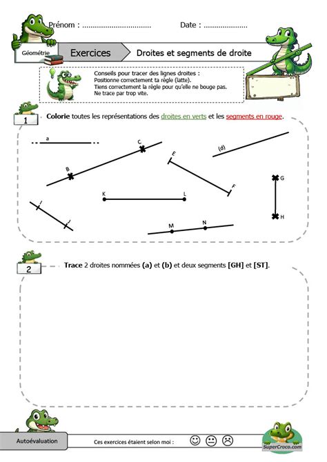 Droites Et Segments De Droites Exercices Supercroco