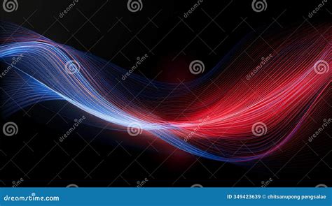 Abstract Red Blue Light Racing Fast Speed Curve Dynomic Motion On Black Background Generative Ai