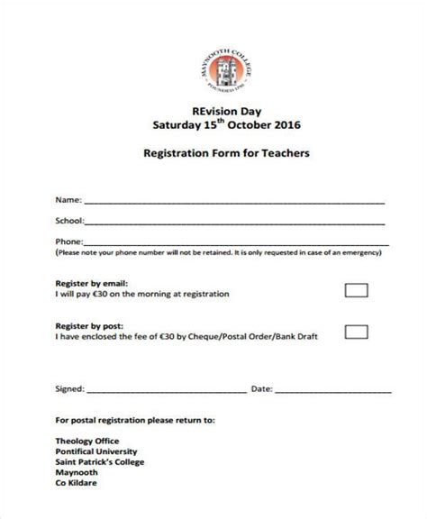 Free 8 Sample Teacher Registration Forms In Pdf Ms Word