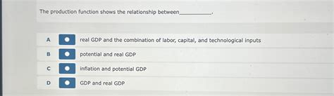 Solved The Production Function Shows The Relationship