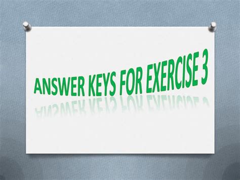 Answer Keys For Exercise 3 Ppt