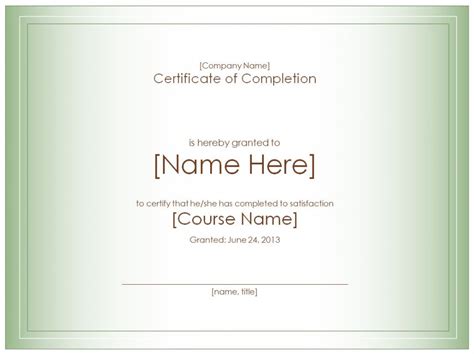 Certificate Of Completion Template Certificate Of Completion Templates