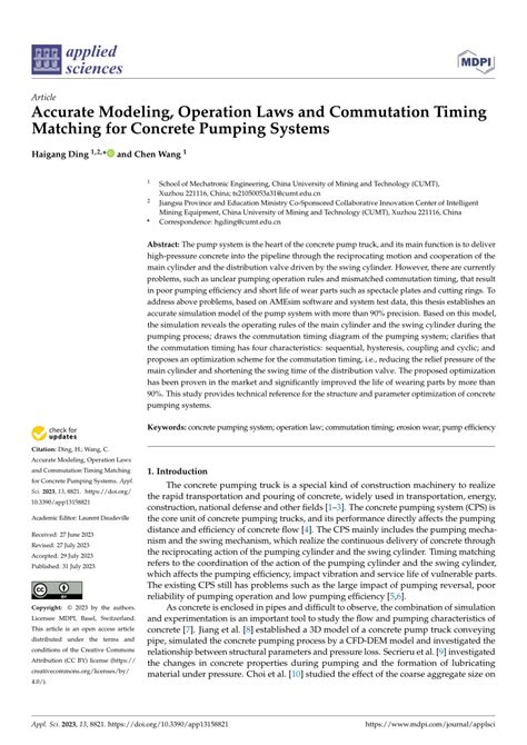 Pdf Accurate Modeling Operation Laws And Commutation Timing Matching For Concrete Pumping Systems
