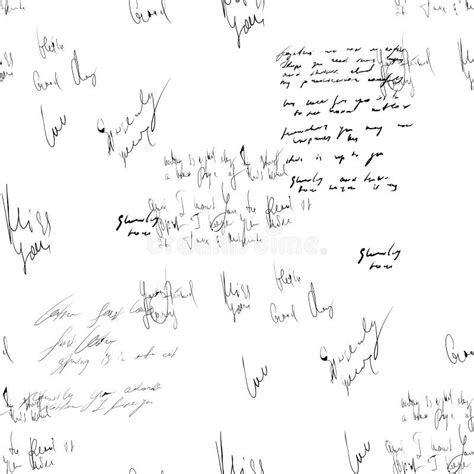Seamless Abstract Text Pattern Handwritten Font On A White Background