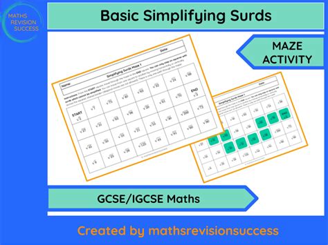 Basic Simplifying Surds Maze Activity Teaching Resources