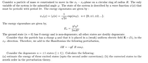 solved consider a particle of mass m constrained to move in