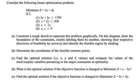 Solved Consider The Following Linear Optimization Problem Chegg