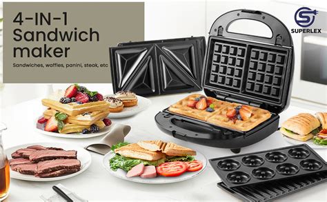Superlex Sandwich Panini Grill Press 4 In 1 Set Toastie Machine With
