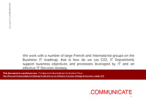 Design Build And Run An Effective IT Service Strategy To Business Needs PDF