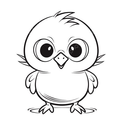 만화 귀여운 새 개요 스케치 드로잉이 있는 흰색 색칠 페이지 벡터 치킨 만화 그리기 치킨 만화 개요 치킨 만화 스케치 Png 일러스트 및 벡터 에 대한 무료 다운로드
