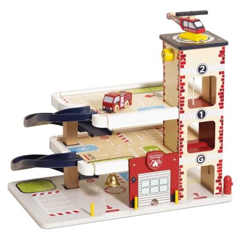 Le Toy Van Fire And Rescue Wooden Garage Brainplay