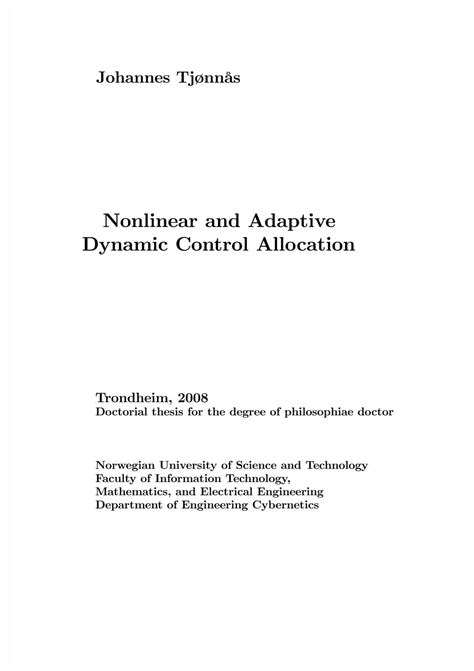 Nonlinear And Adaptive Dynamic Control Allocation Ntnu