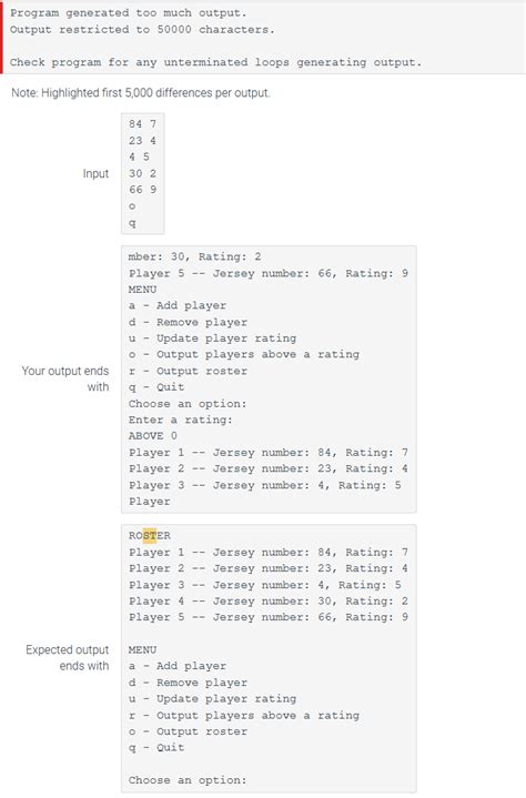 Solved Ex Menu A Add Player D Remove Player U Update