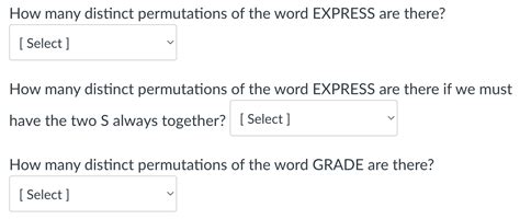 Solved How Many Distinct Permutations Of The Word EXPRESS Chegg Com