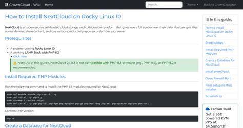 CrownCloud Wiki How To Install NextCloud On Rocky Linux