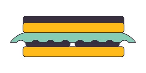 Cheese Sandwich Flat Line Color Isolated Vector Object Healthy Fast Snack For Breakfast