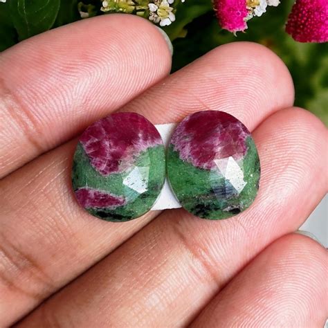 16x13x4mm Ruby Zoisite Pair Anyolite Gemstone Loose Ruby Gemstone