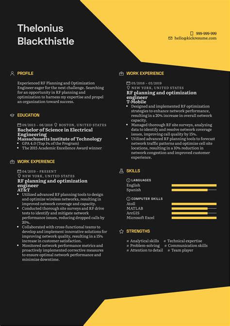 Rf Planning And Optimization Engineer Resume Sample Kickresume