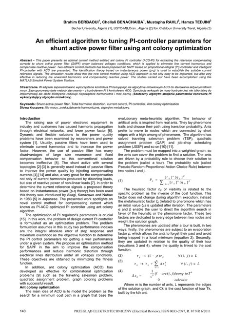 Pdf An Efficient Algorithm To Tuning Pi Controller Parameters For Shunt Active Power Filter