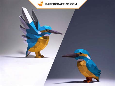 Kingfisher 3d Papercraft Model Unique Origami Design