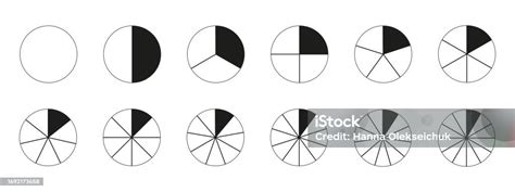 Segment Slice Icon Pie Chart Template Circle Section Graph Line Art 1 2 3 4 5 6 7 8 9 10 11 12