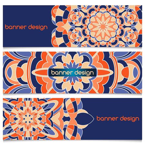 Abstract Geometric Header Vector Background With Mandala Set Of Vector